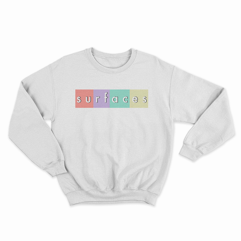 Surfaces Merch Multi-Color Logo White Sweatshirt For UNISEX