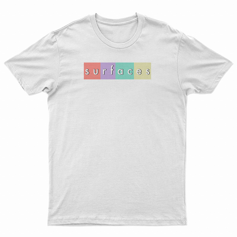 Surfaces Merch Multi-Color Logo White T-Shirt - Digitalprintcustom.com